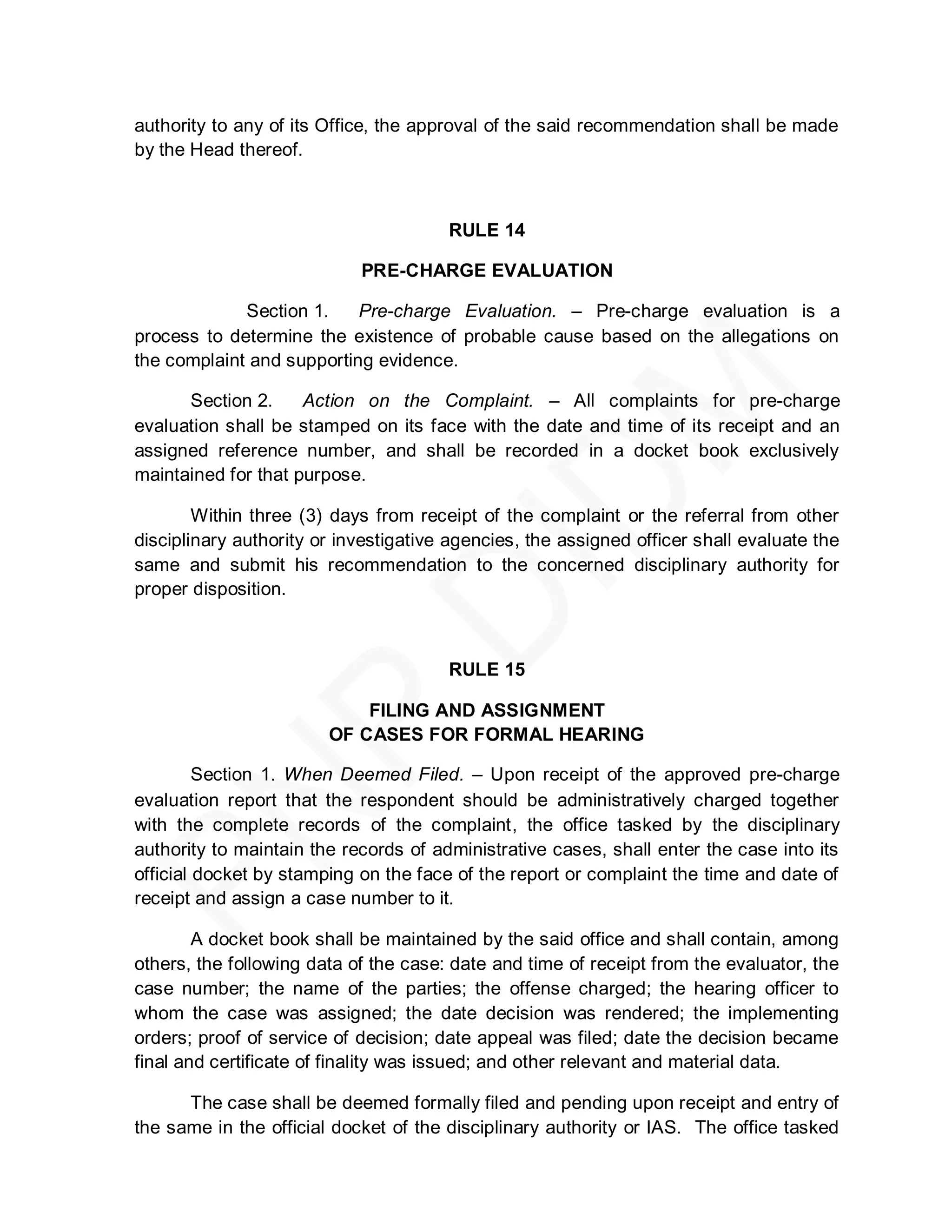 Pnp pre charge evaluation and summary hearing guide | PDF