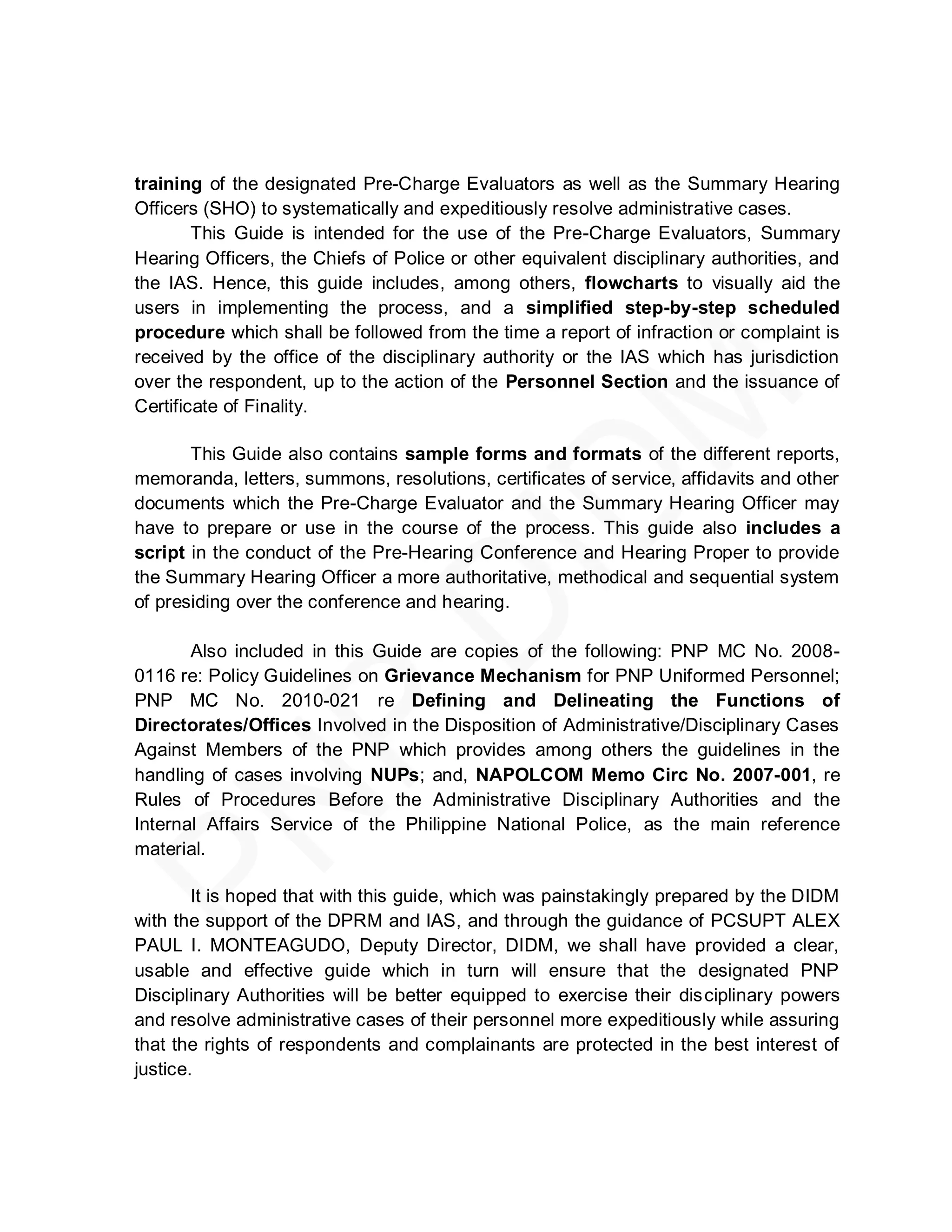 Pnp pre charge evaluation and summary hearing guide | PDF