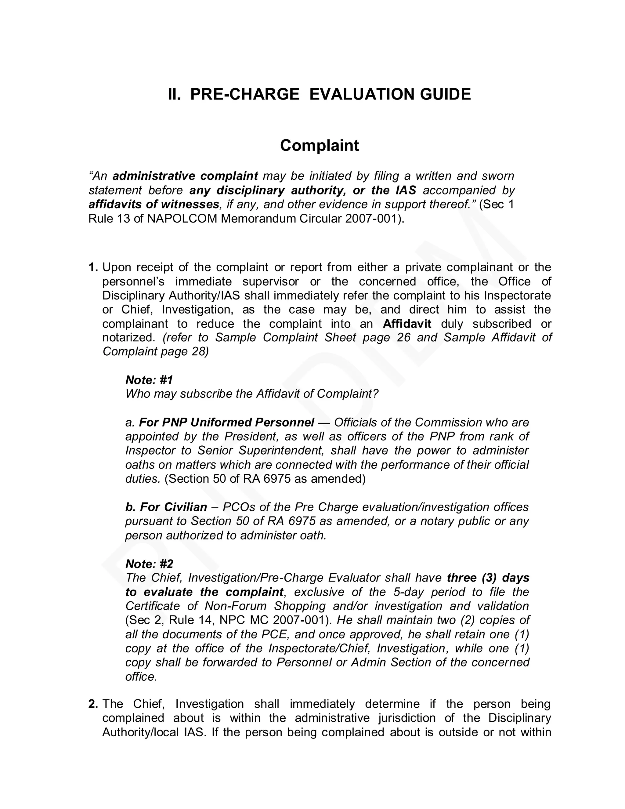 Pnp pre charge evaluation and summary hearing guide | PDF