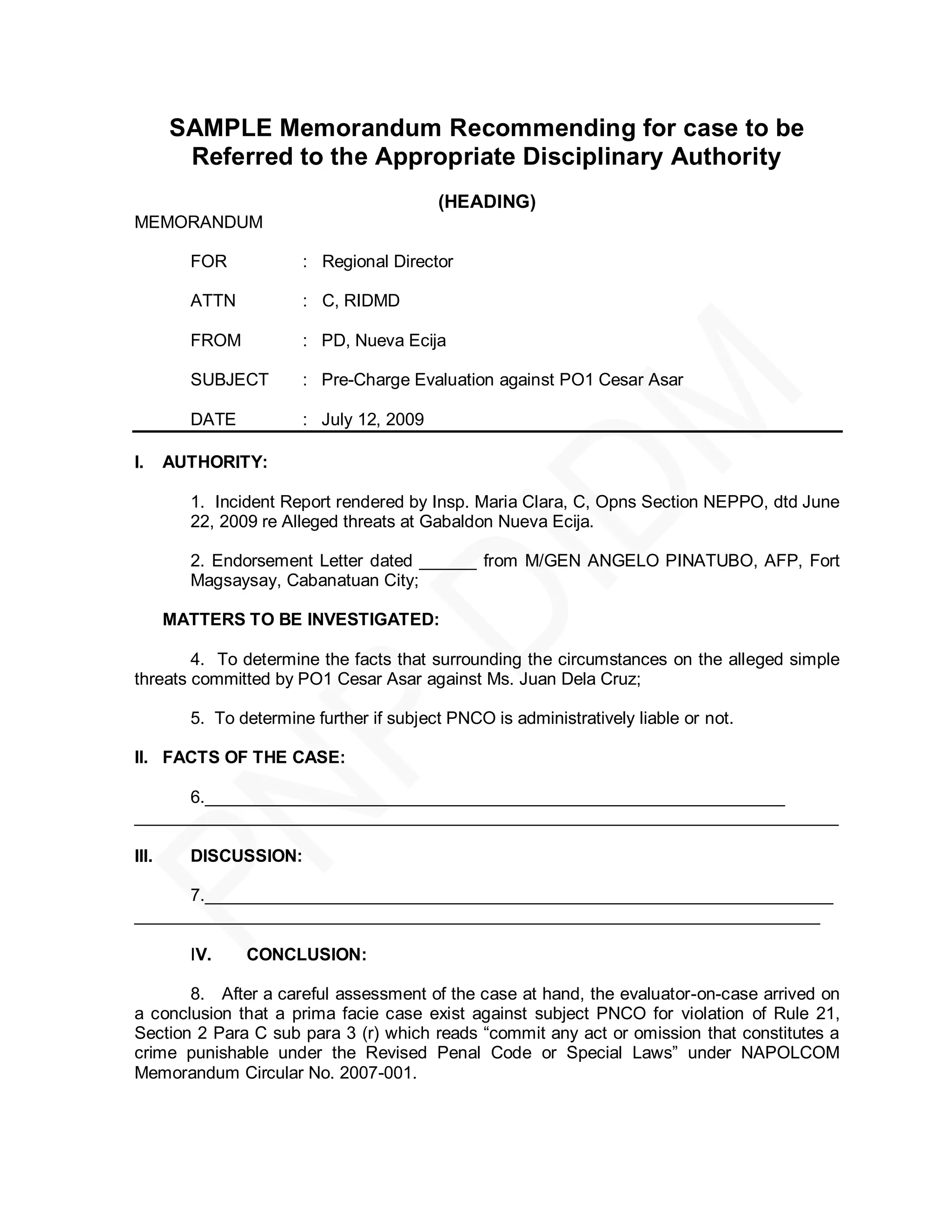 Pnp pre charge evaluation and summary hearing guide | PDF