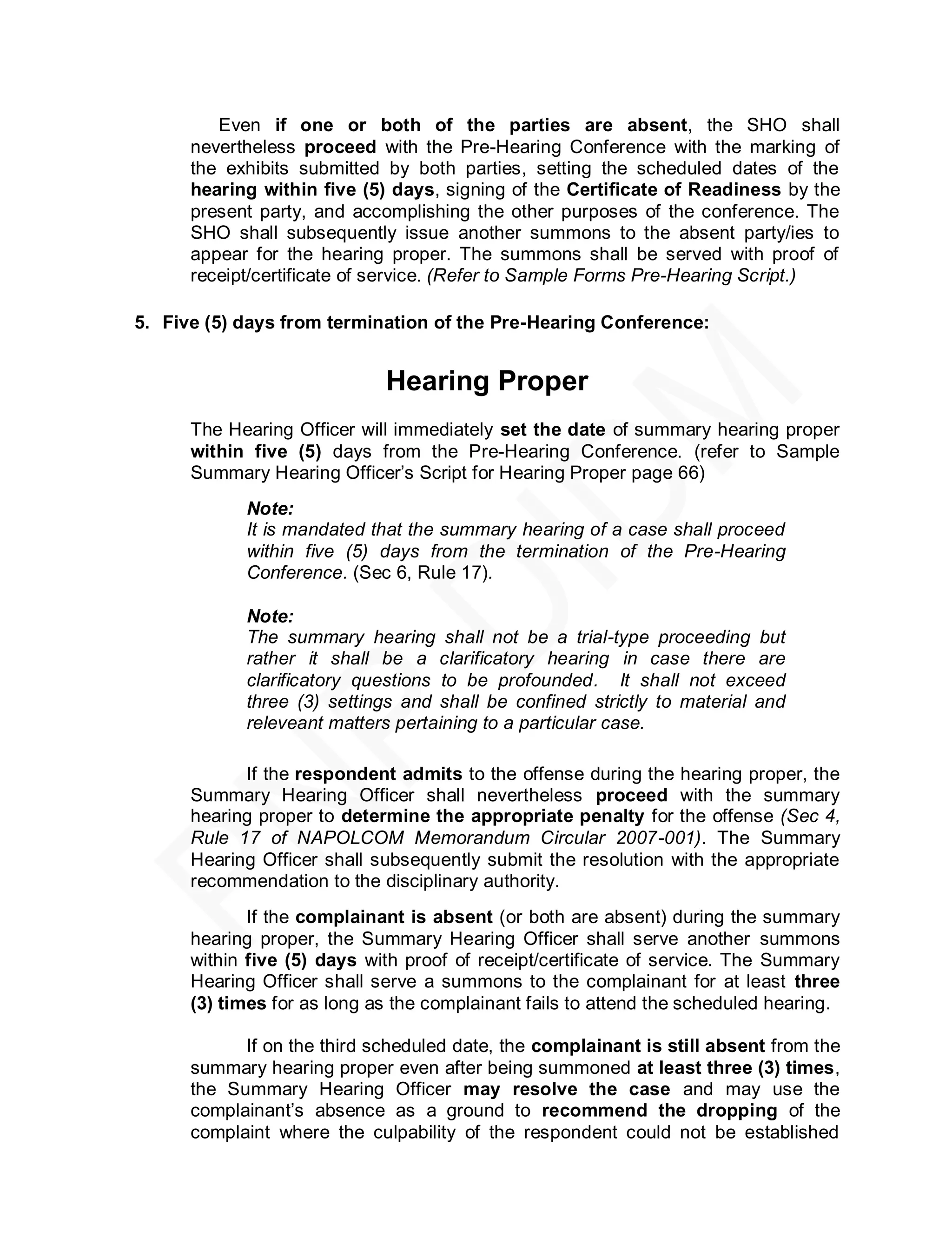 Pnp pre charge evaluation and summary hearing guide | PDF