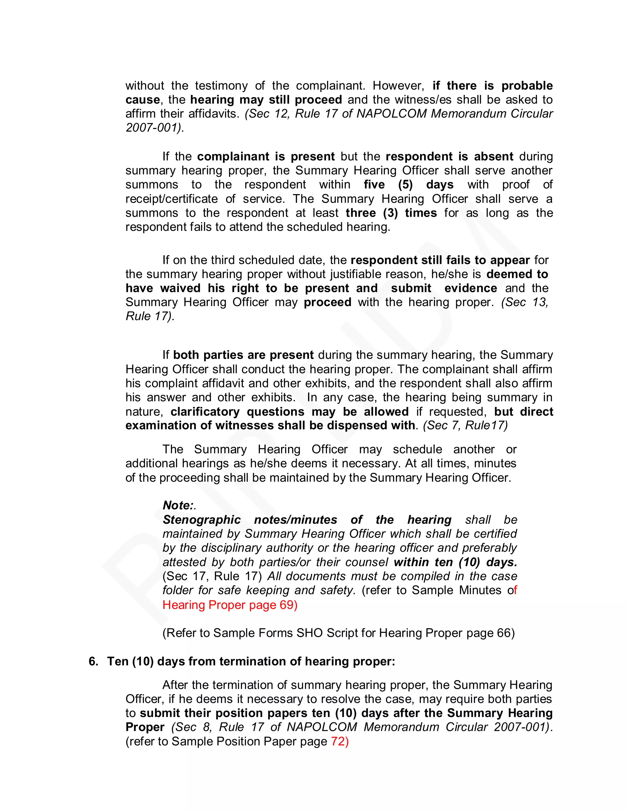 Pnp pre charge evaluation and summary hearing guide | PDF