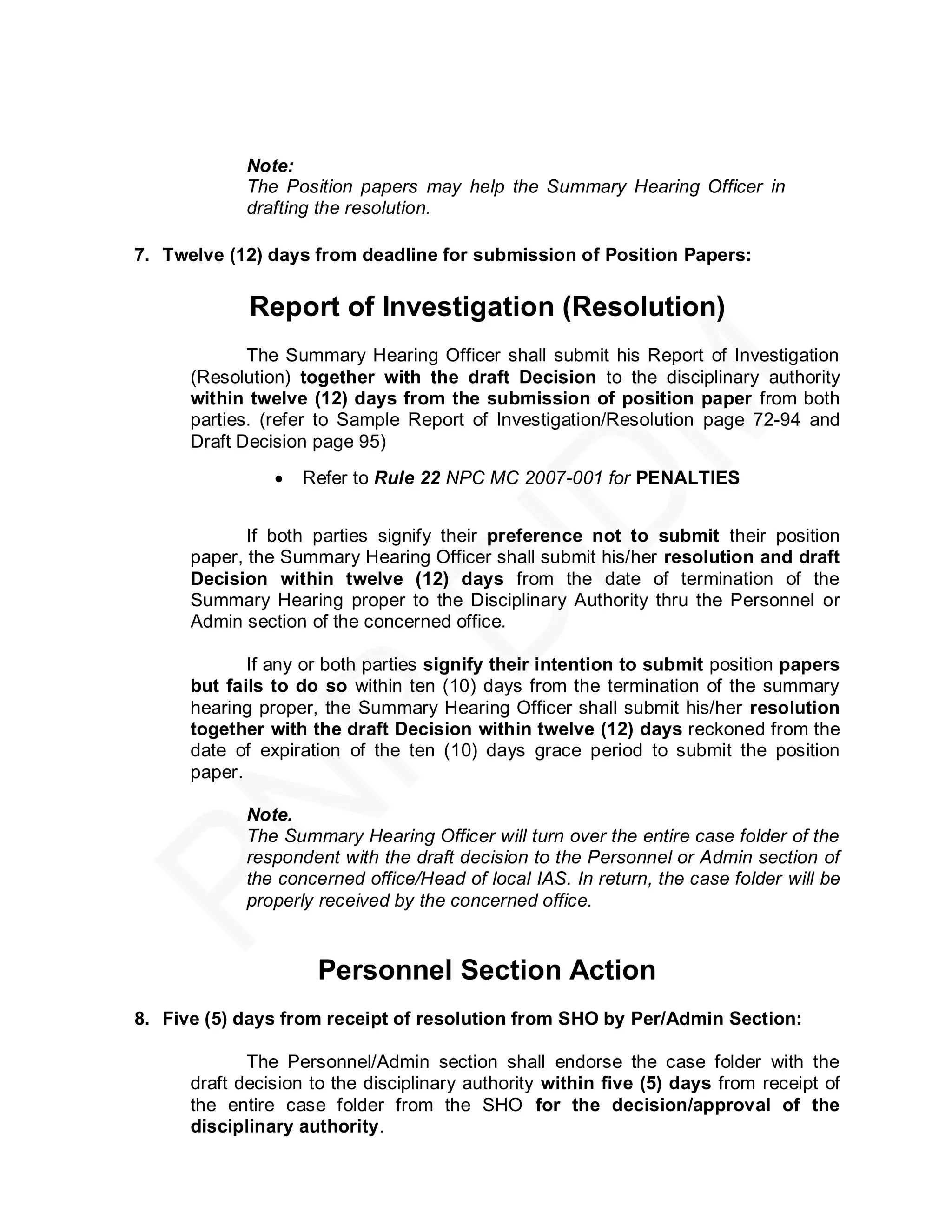Pnp pre charge evaluation and summary hearing guide | PDF