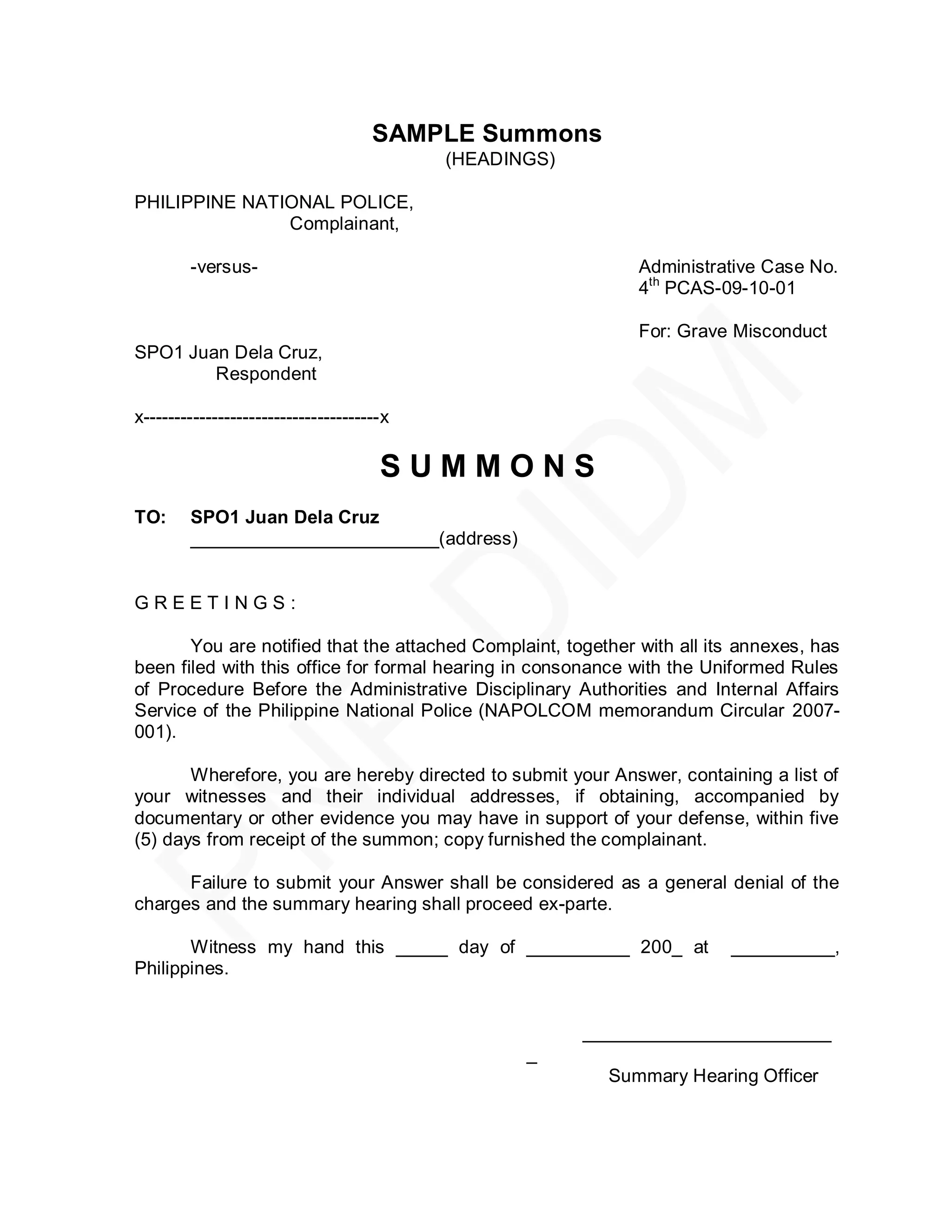 Pnp pre charge evaluation and summary hearing guide | PDF