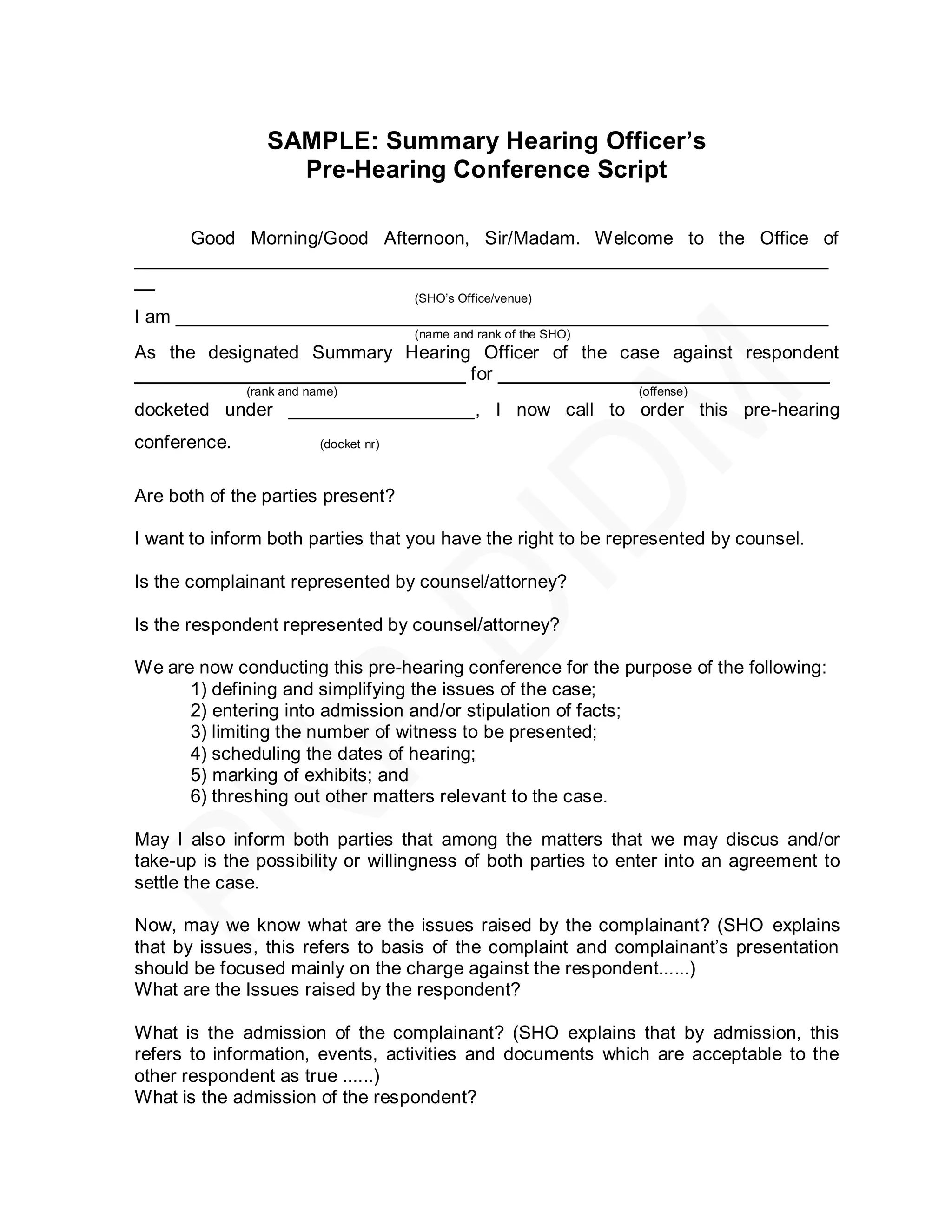 Pnp pre charge evaluation and summary hearing guide | PDF