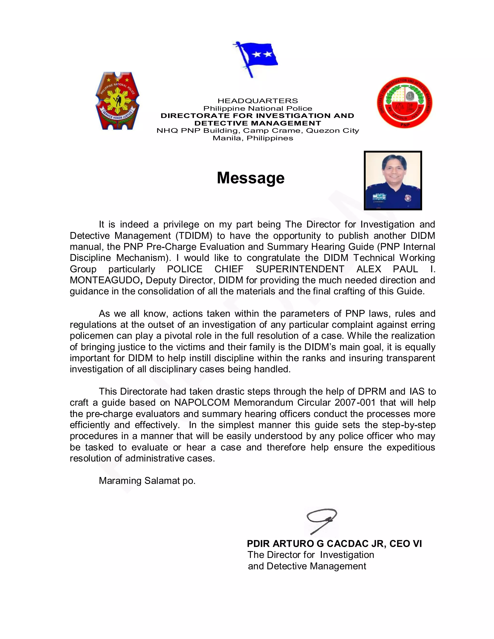 Pnp pre charge evaluation and summary hearing guide | PDF