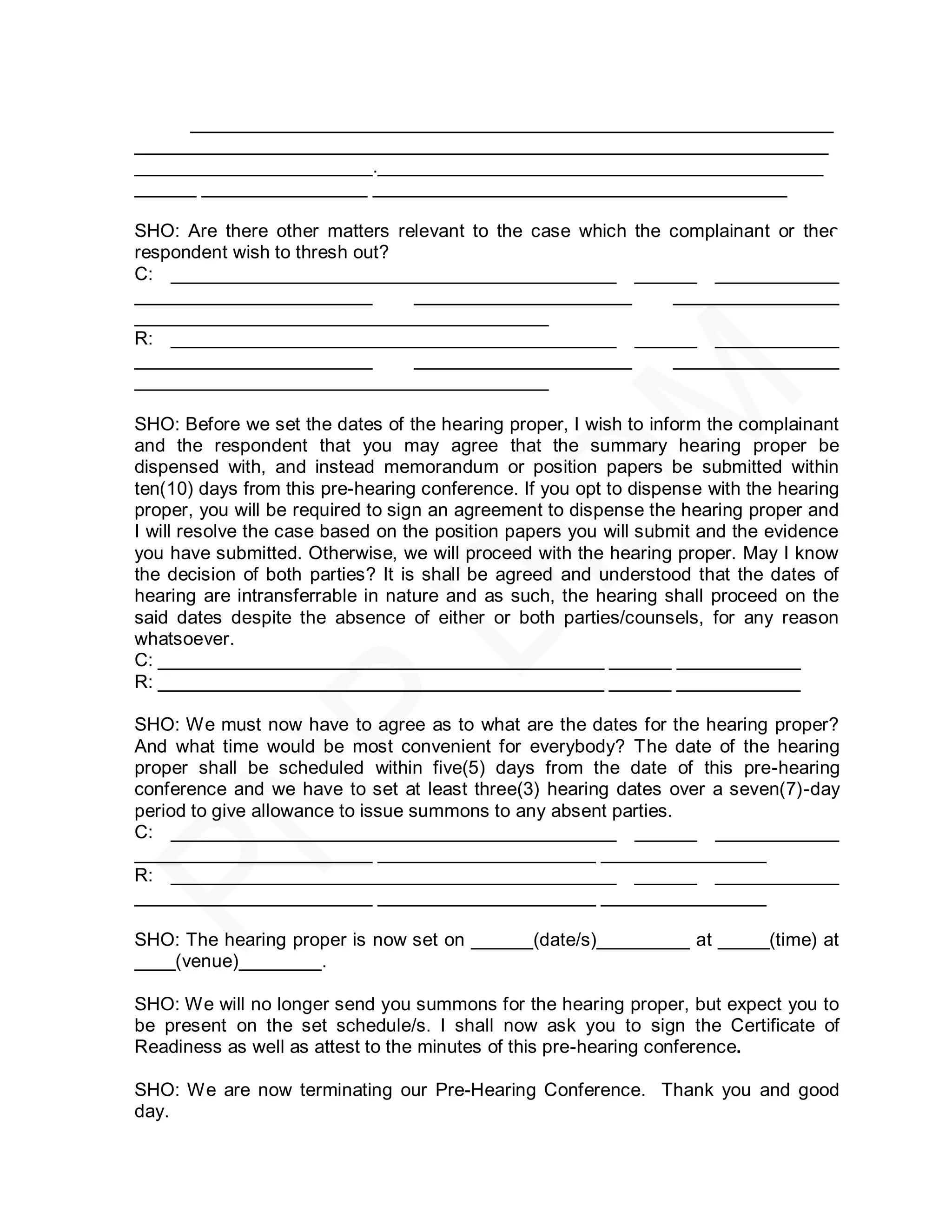 Pnp pre charge evaluation and summary hearing guide | PDF