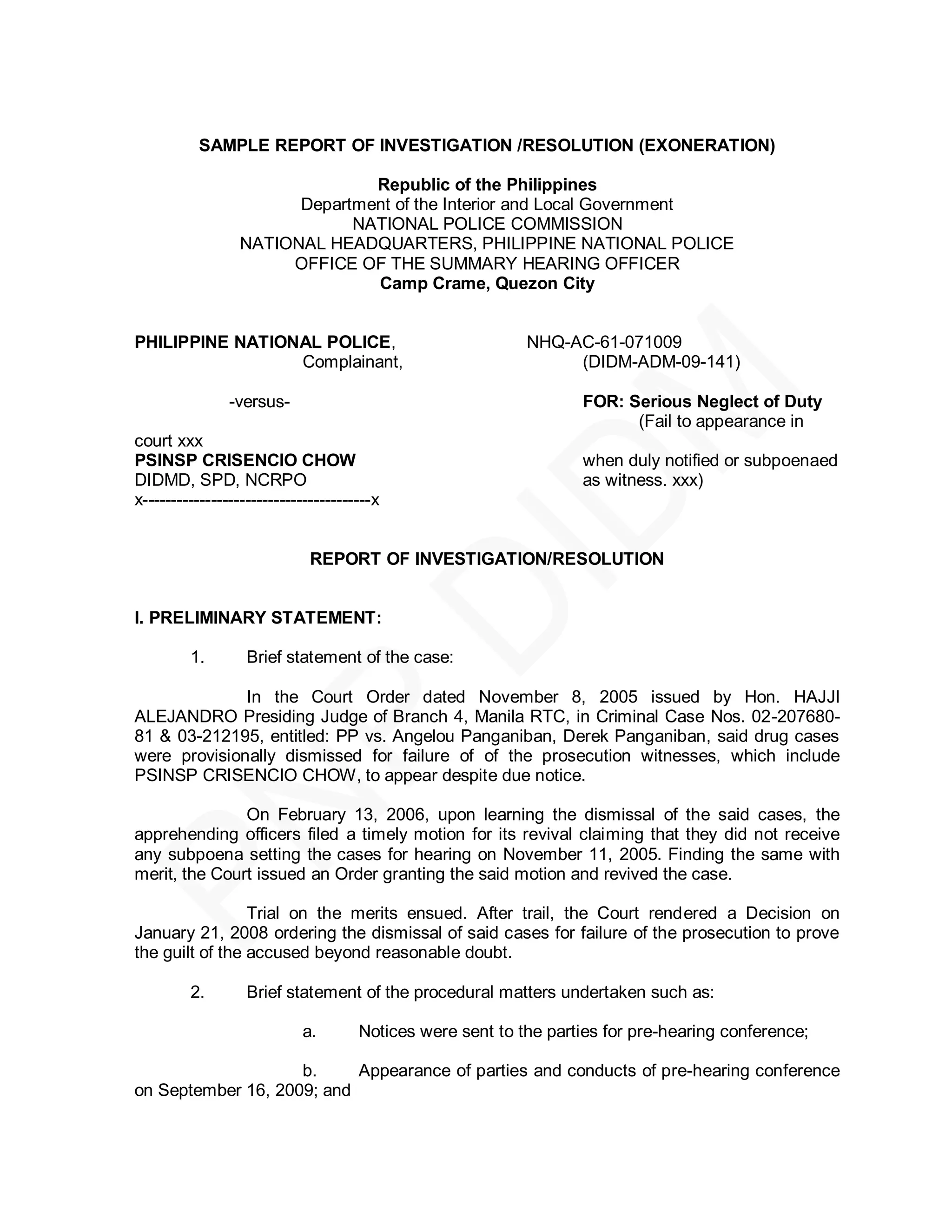 Pnp pre charge evaluation and summary hearing guide | PDF