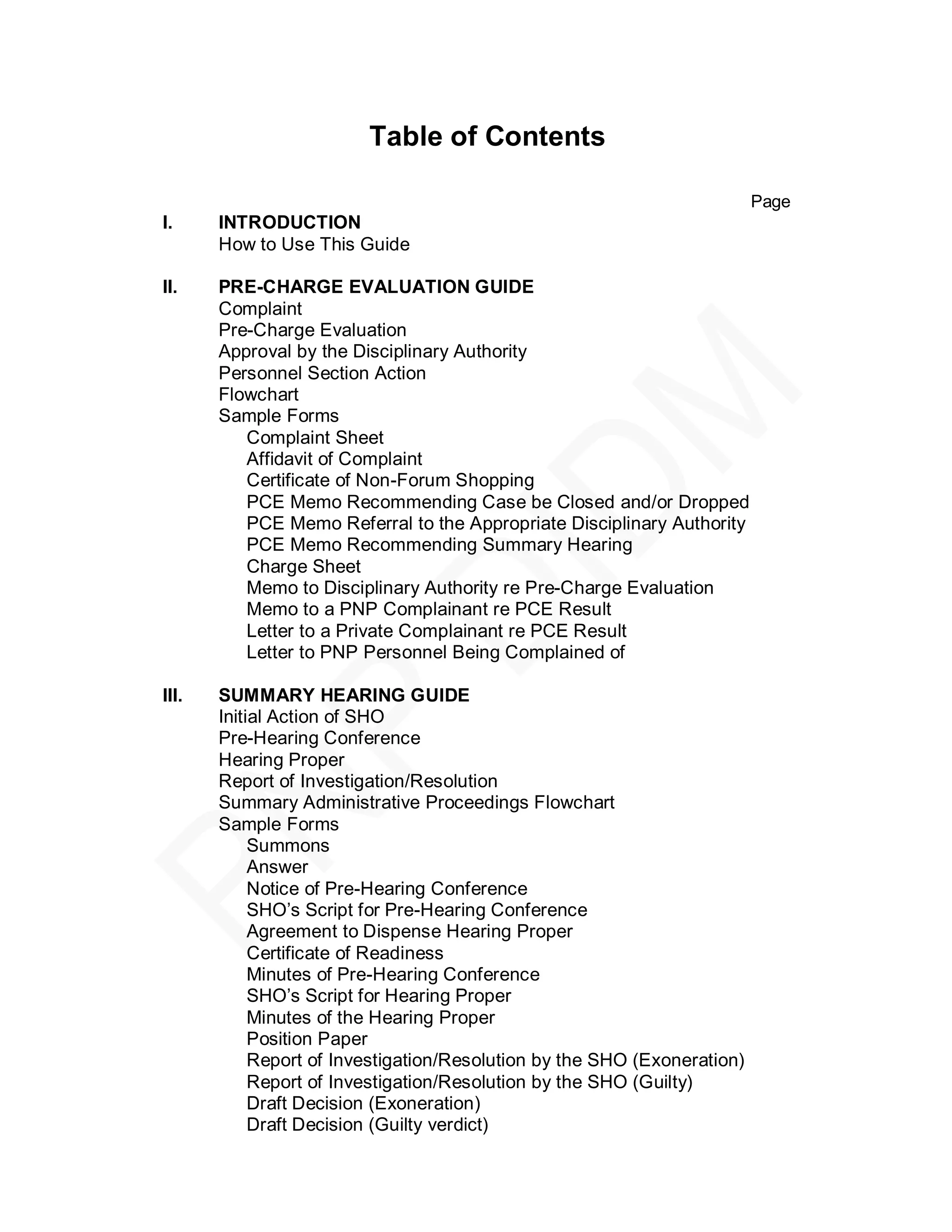 Pnp pre charge evaluation and summary hearing guide | PDF