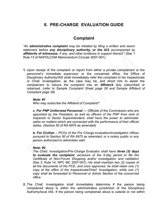 Pnp pre charge evaluation and summary hearing guide | PDF | Law