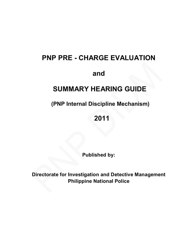 Pnp pre charge evaluation and summary hearing guide | PDF | Law