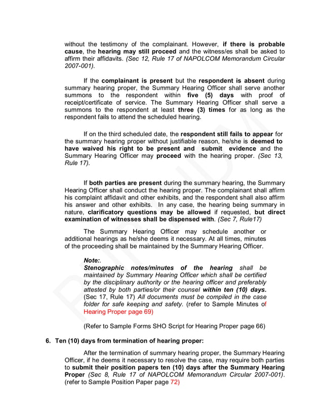 Pnp pre charge evaluation and summary hearing guide | PDF | Law