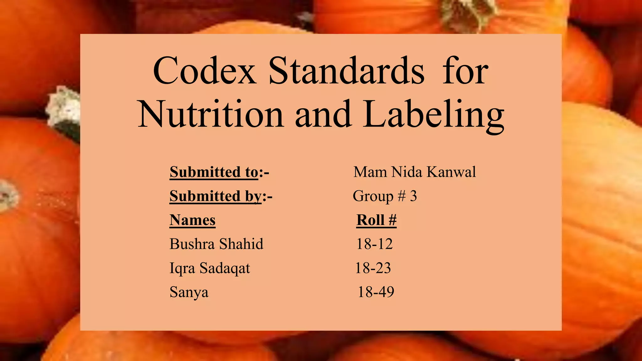 codex standard for nutrition and labelling | PDF