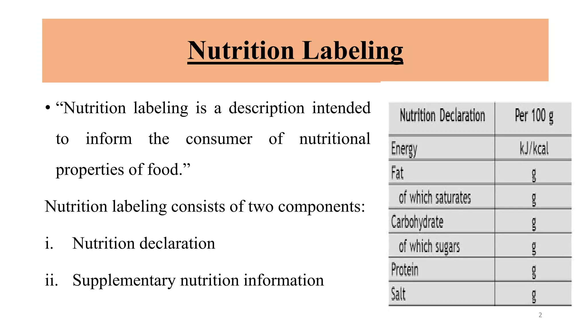 codex standard for nutrition and labelling | PDF