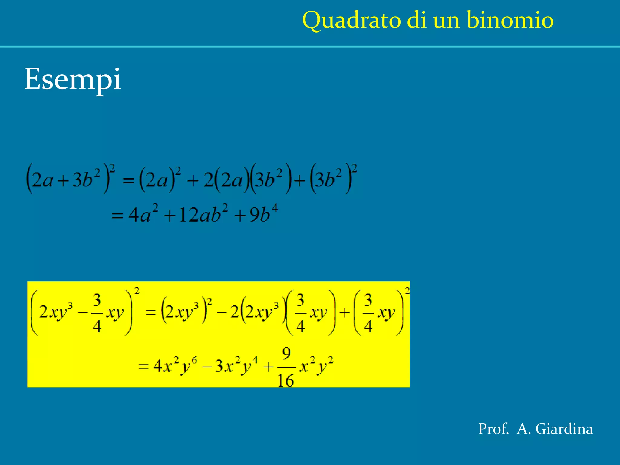 Il quadrato di binomio | PPT