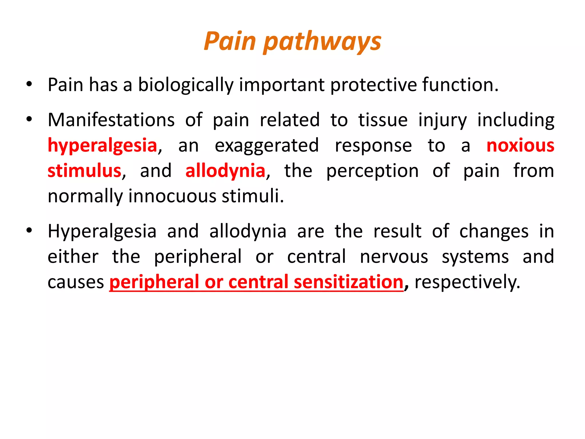 Pathophysiology pain and pain pathways | PPTX