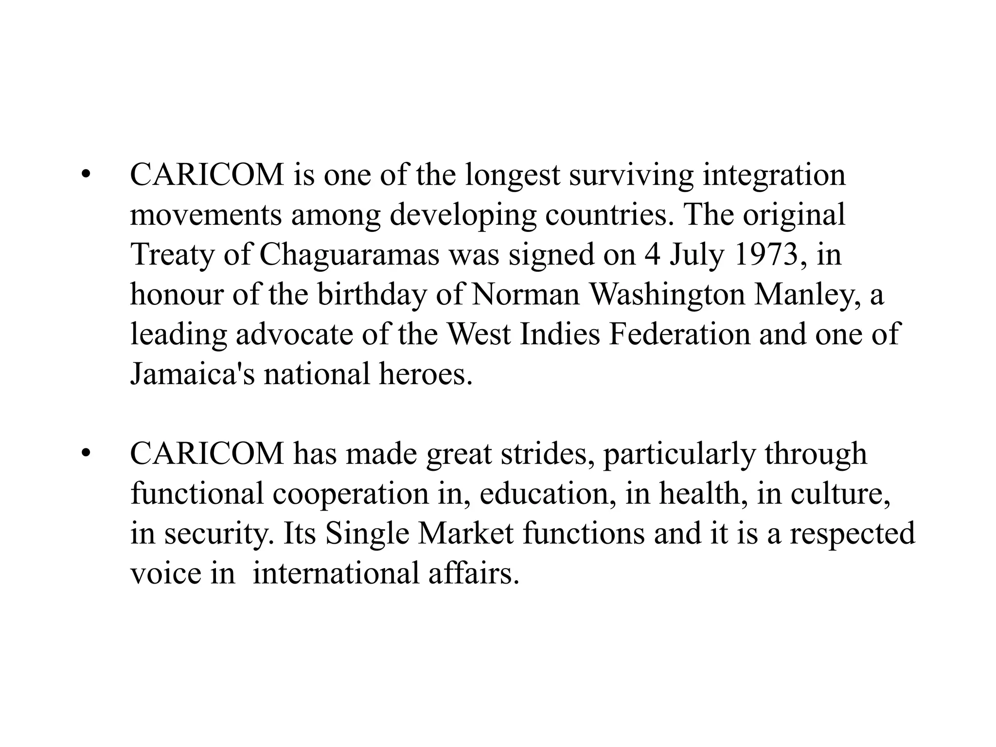 CARICOM - Caribbean Community | PPTX