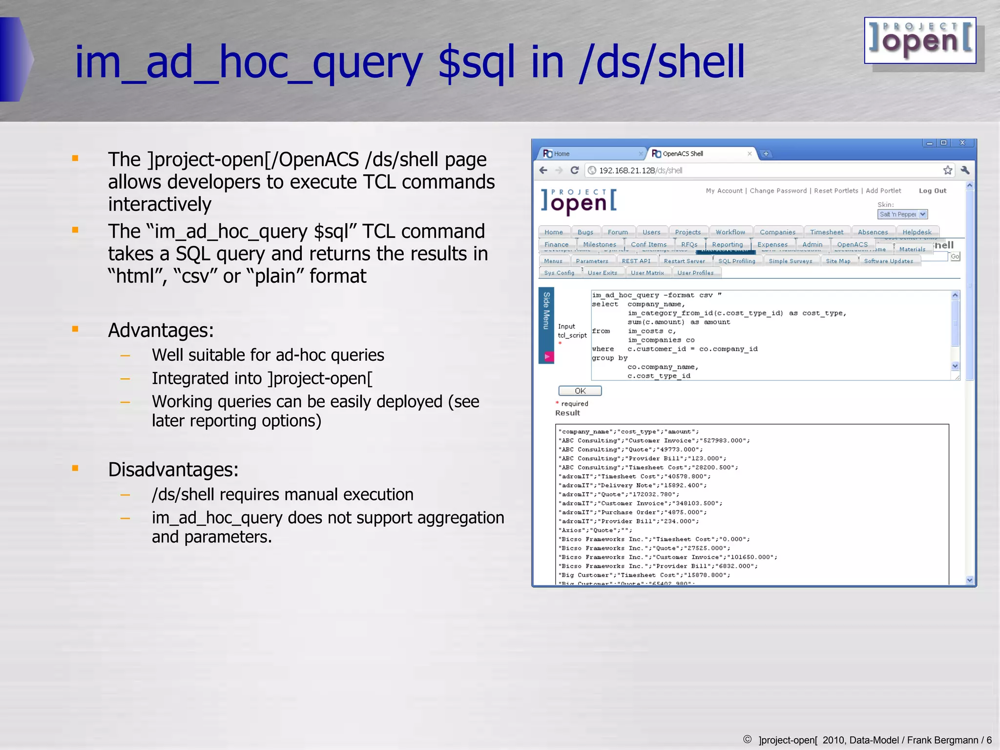 ]project-open[ Reporting & Indicators Options | PPT