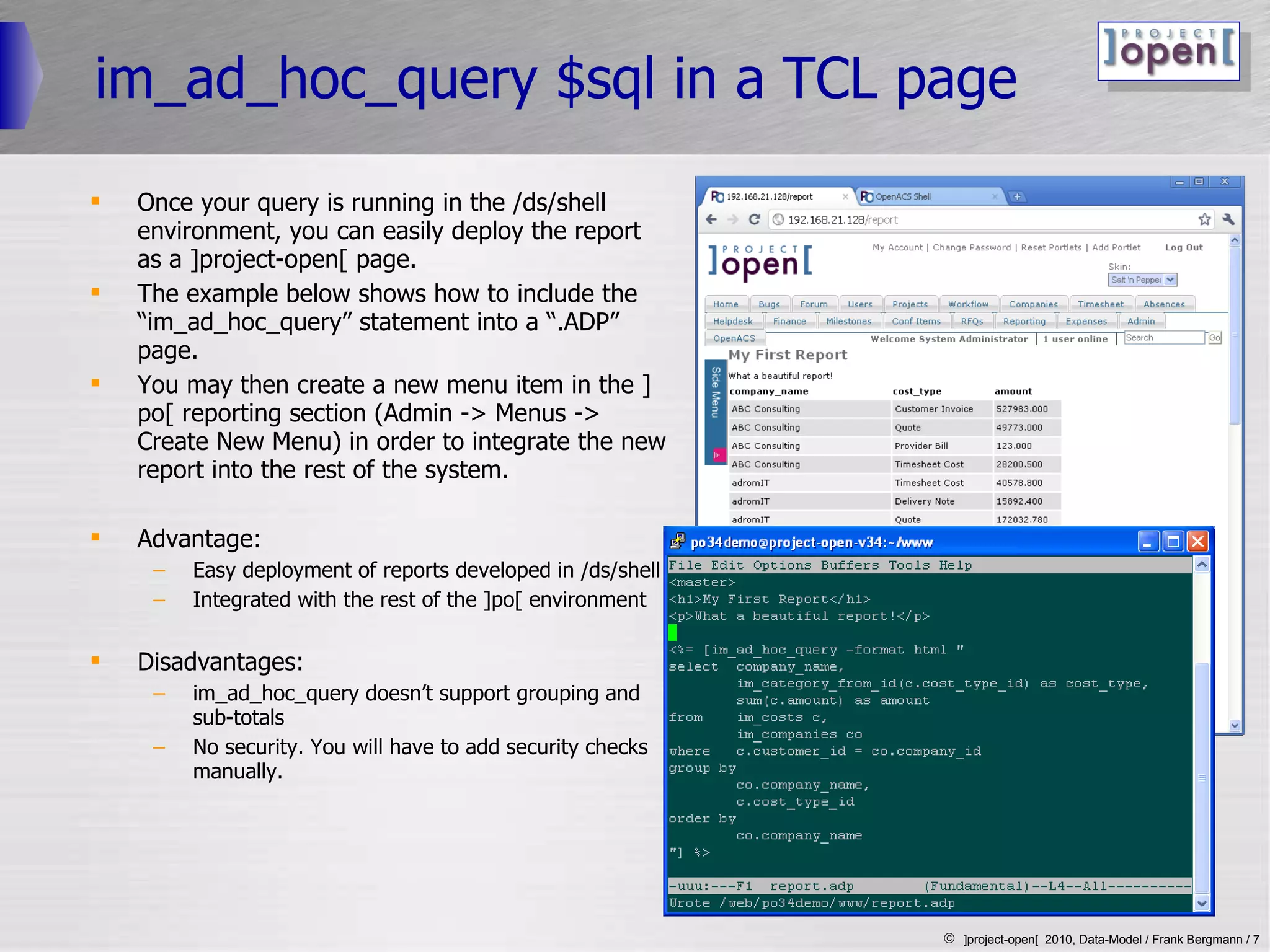 ]project-open[ Reporting & Indicators Options | PPT