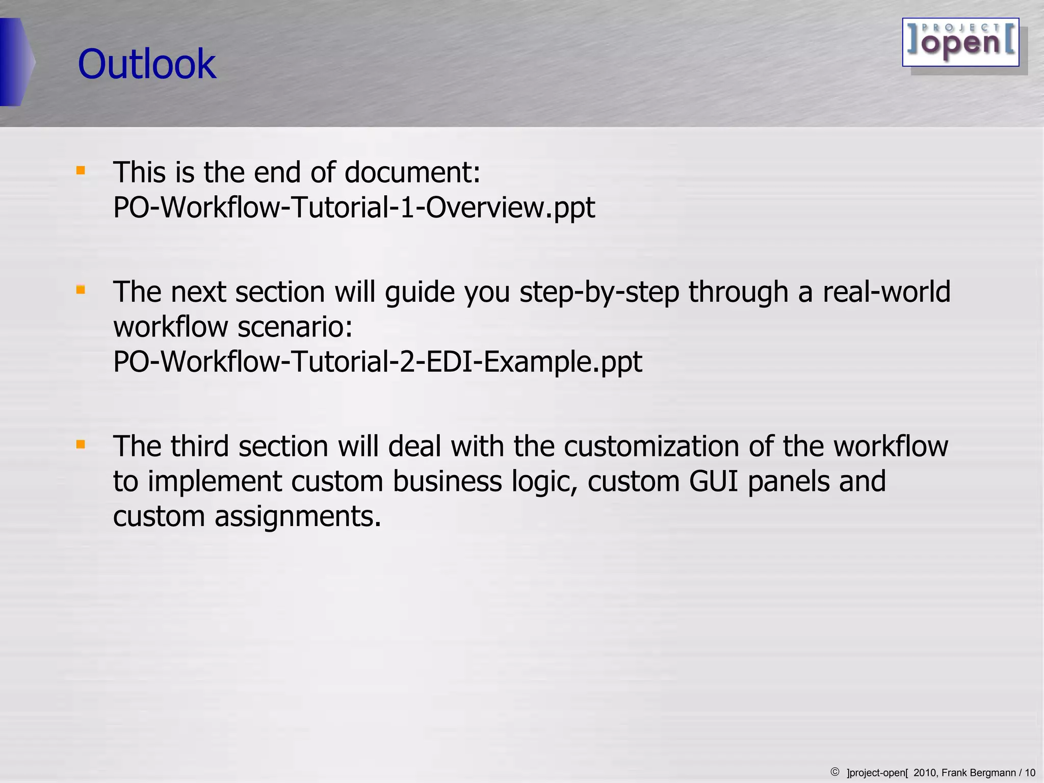 ]project-open[ Workflow Developer Tutorial Part 1 | PPT