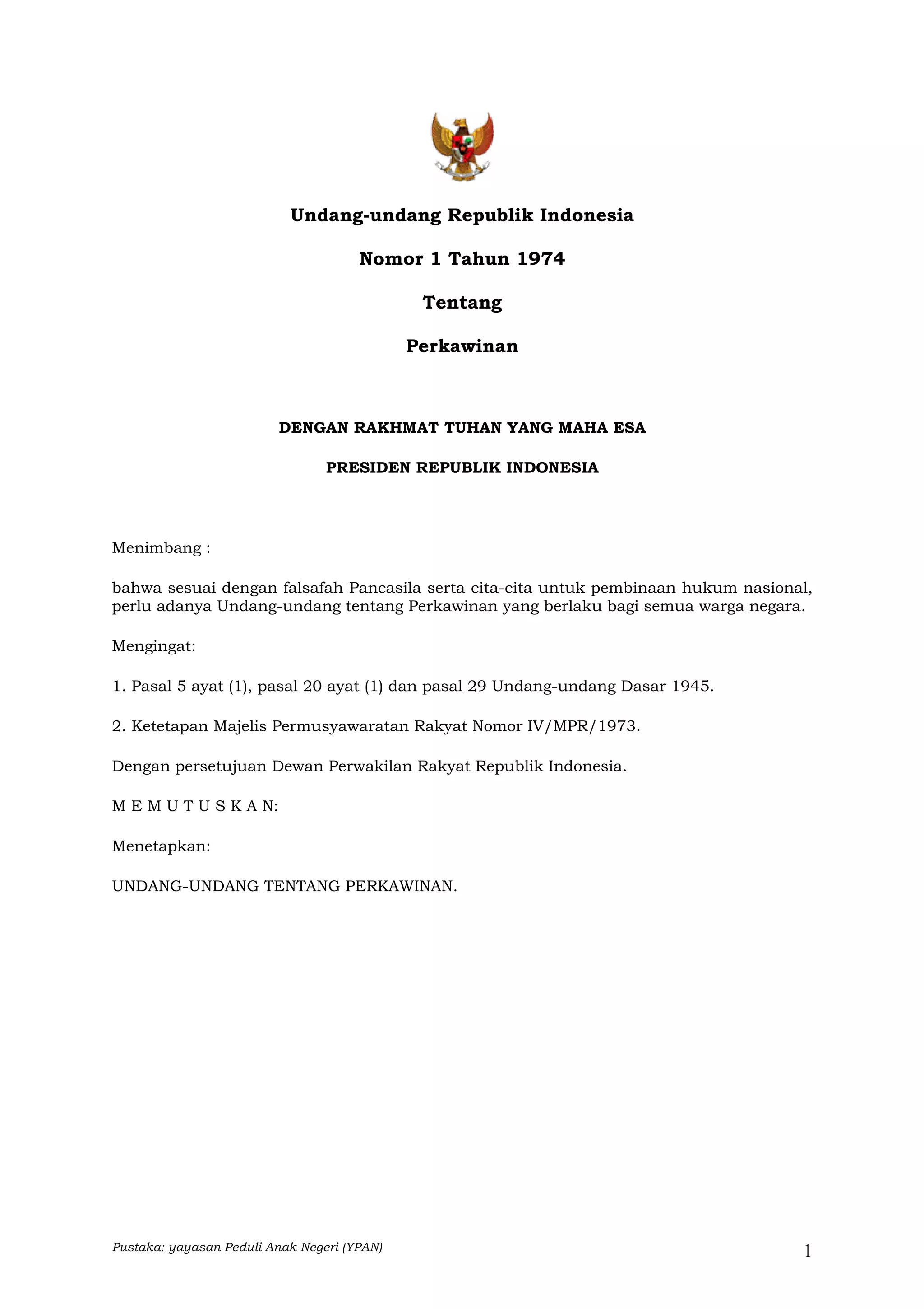 Uu1 1974 perkawinan | PDF