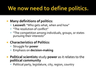 PO 101 Introduction to Politics | PPTX