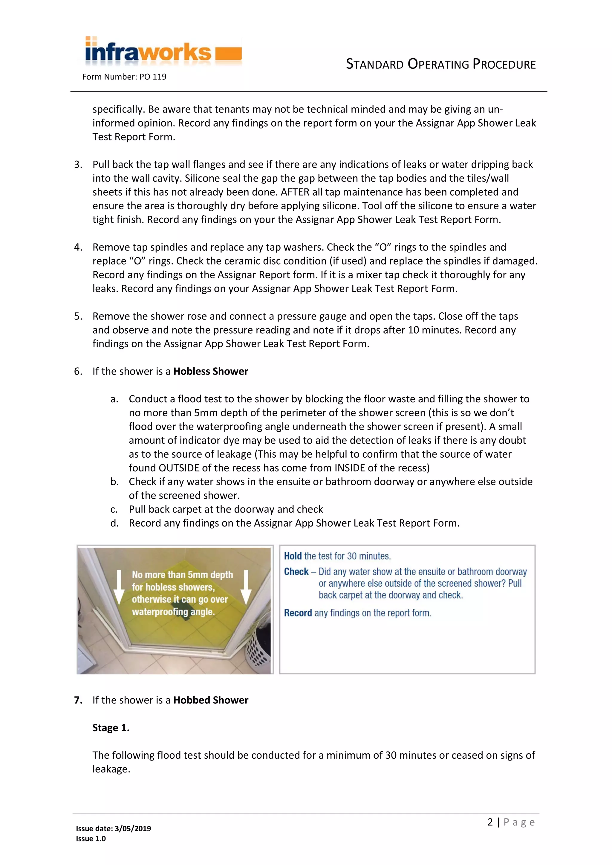 PO 119 SOP Testing Shower Leaks for Plumbers | PDF