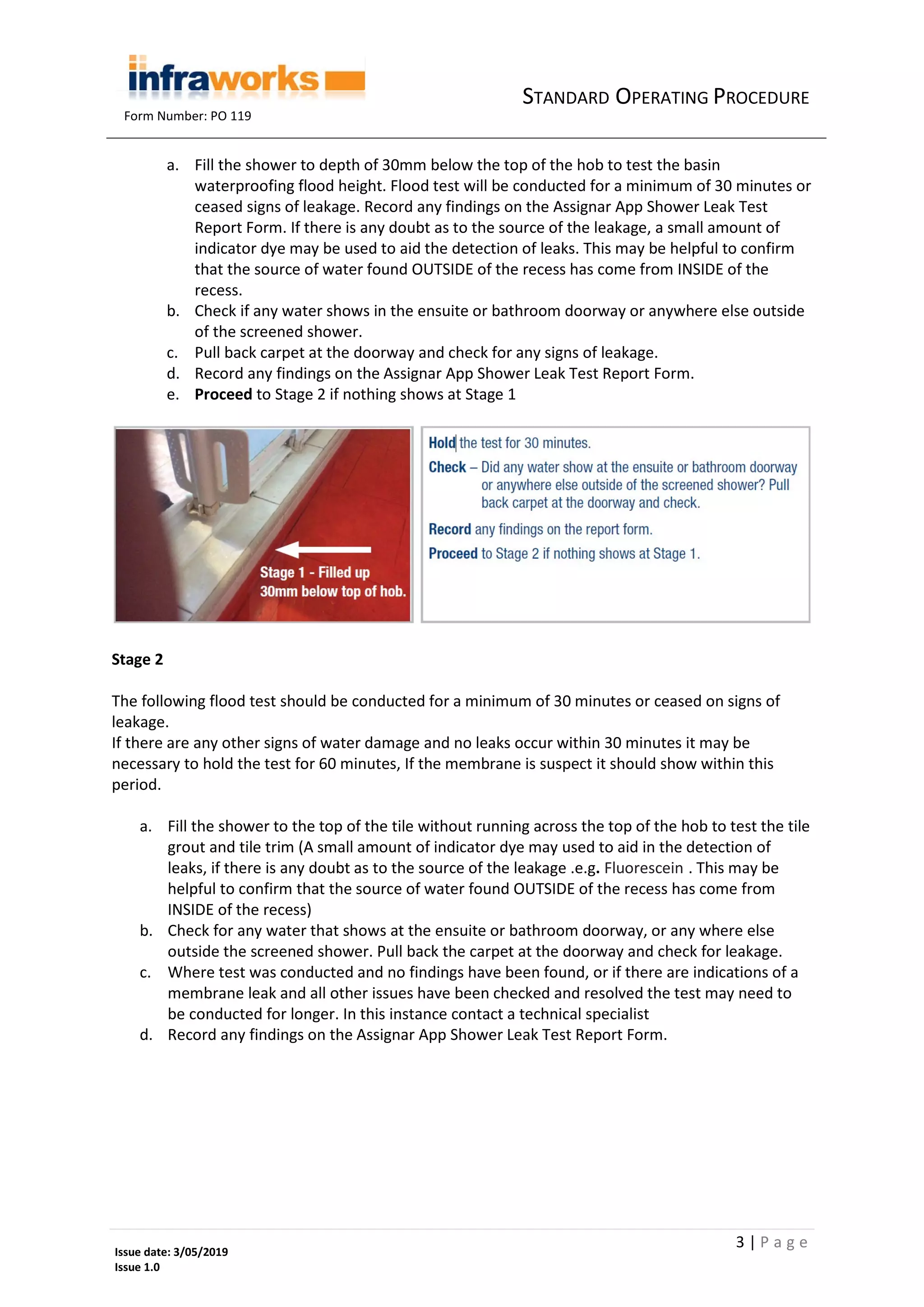 PO 119 SOP Testing Shower Leaks for Plumbers | PDF