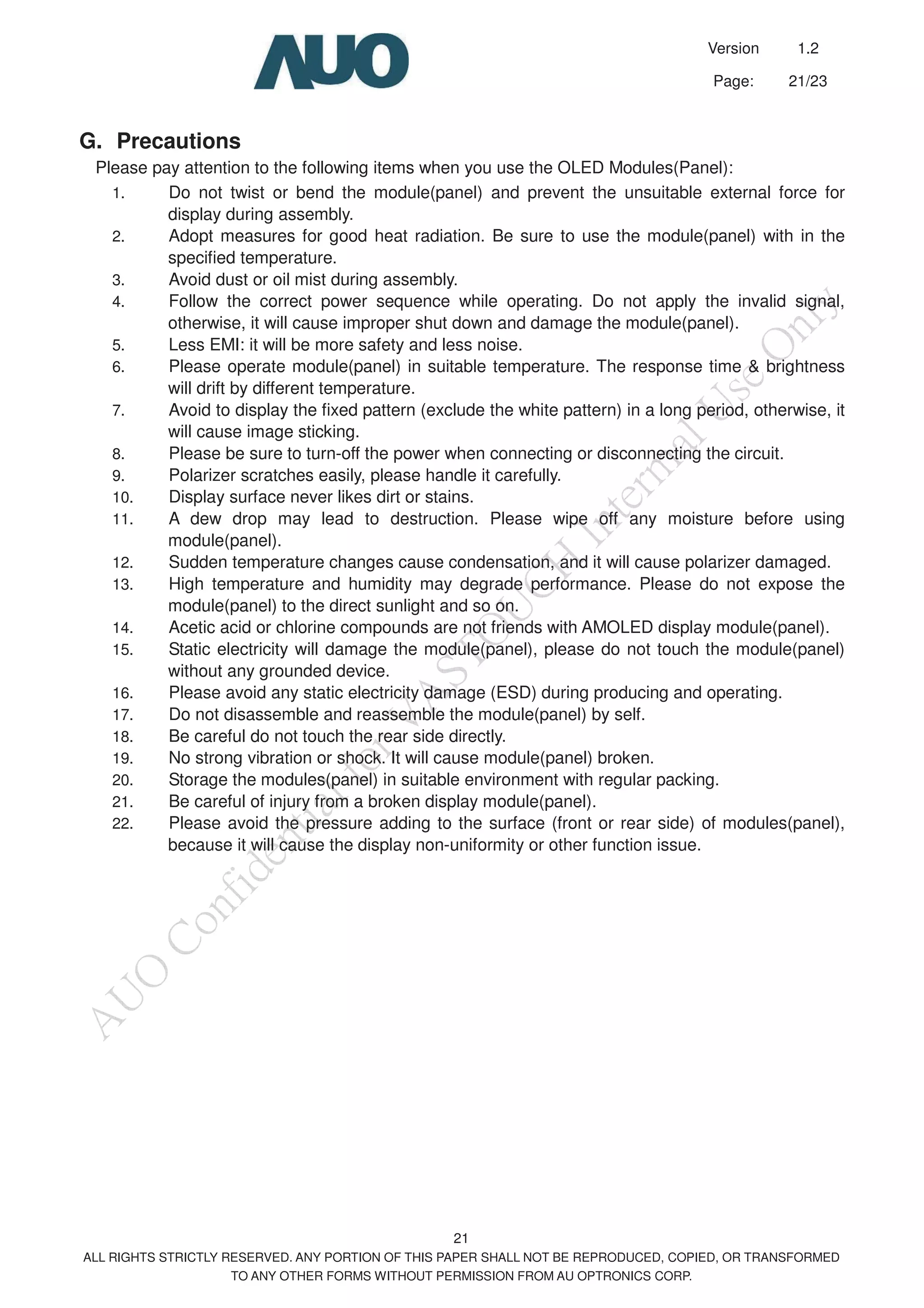AUO 1.2 inch Amoled Datasheet | PDF
