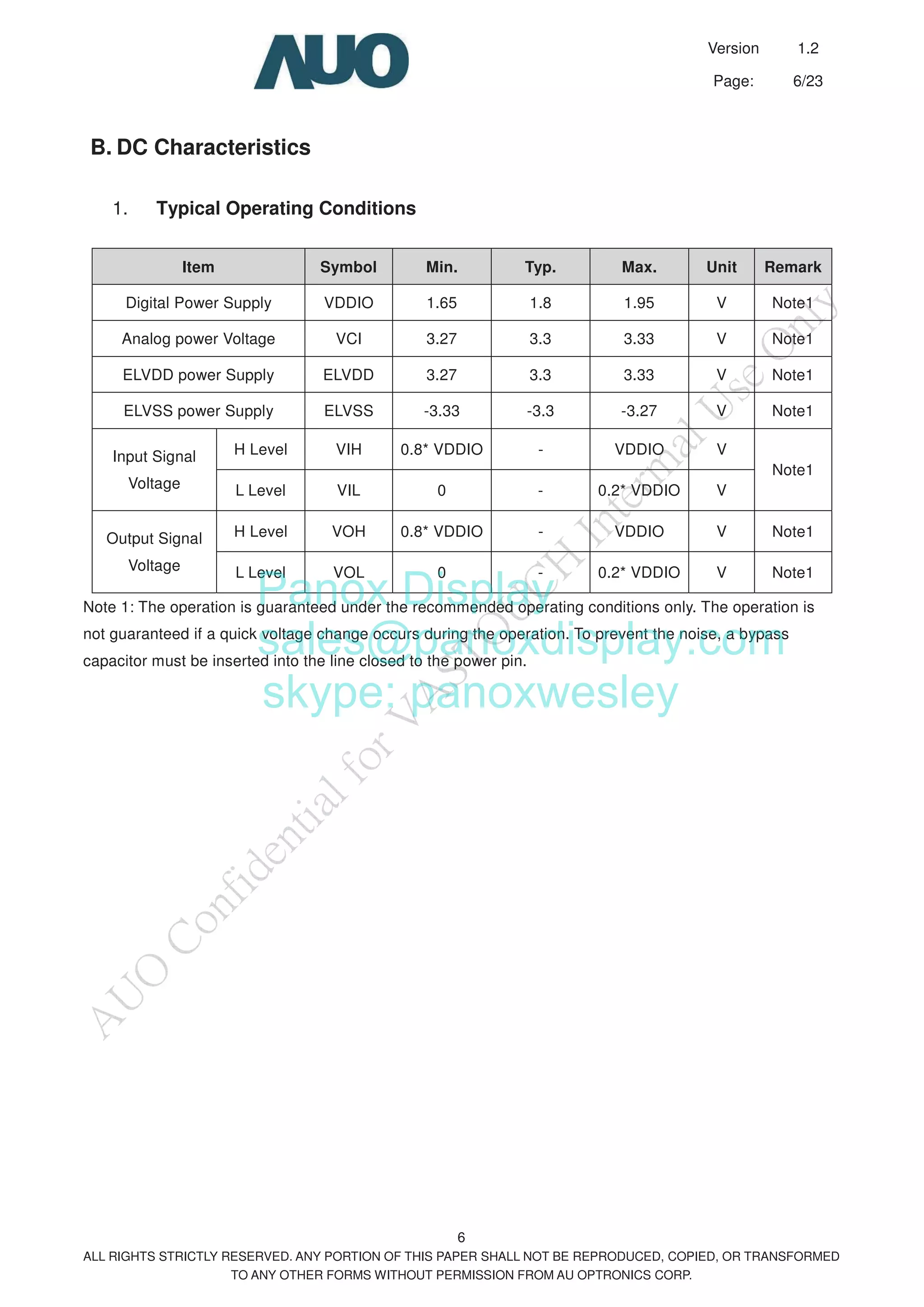 AUO 1.2 inch Amoled Datasheet | PDF