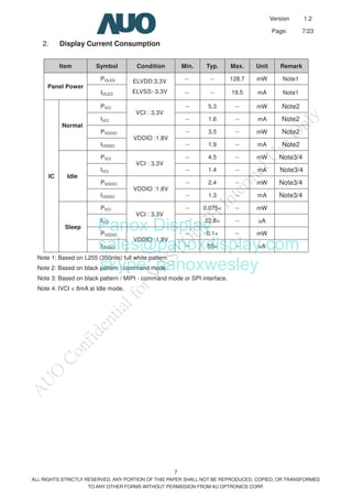AUO 1.2 inch Amoled Datasheet | PDF