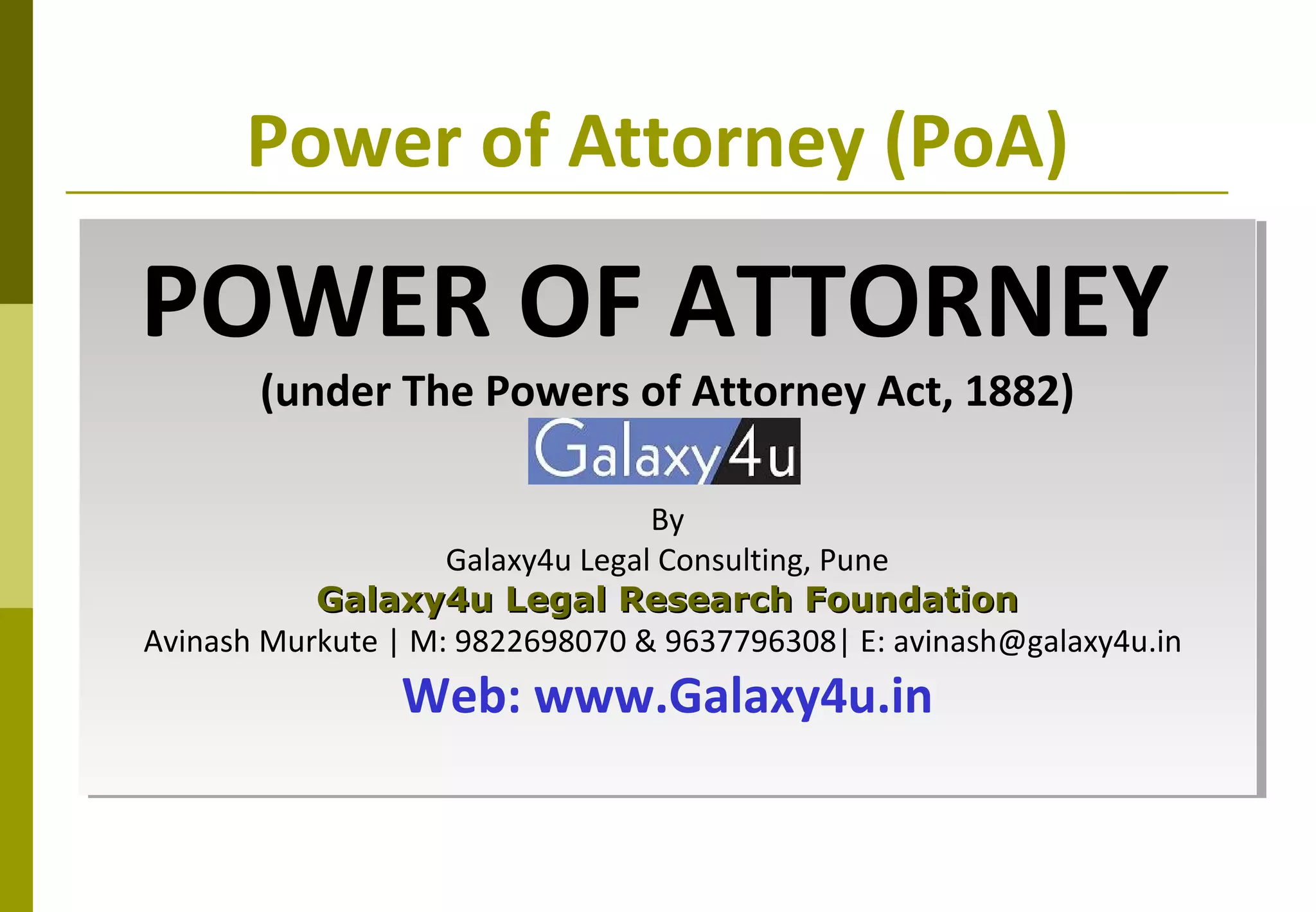 Power of Attorney under The Powers of Attorney Act, 1882 | PPT