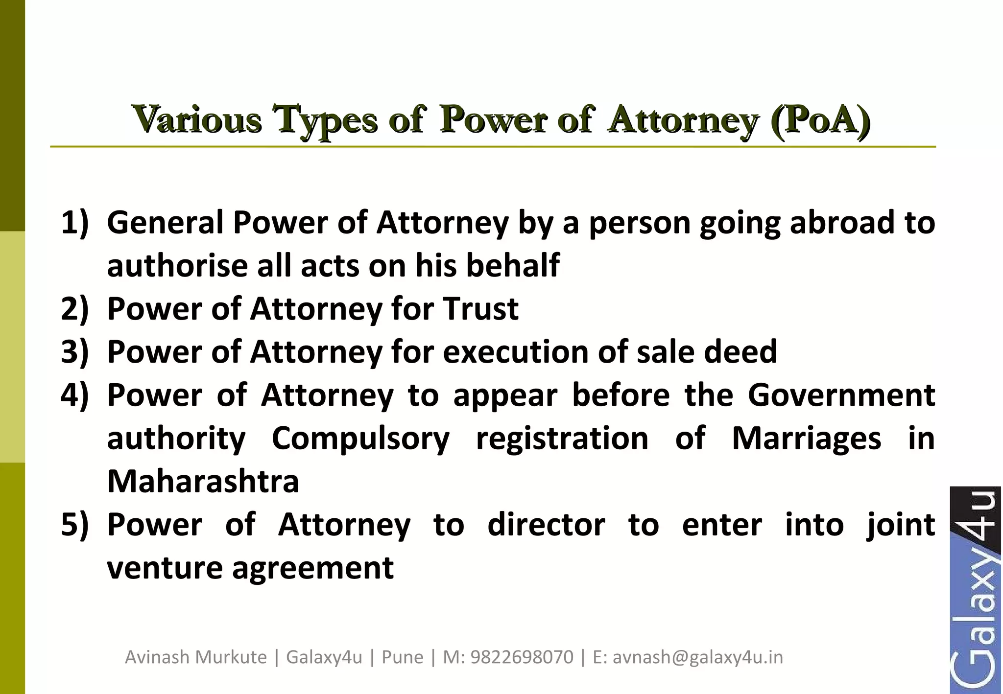 Power of Attorney under The Powers of Attorney Act, 1882 | PPT