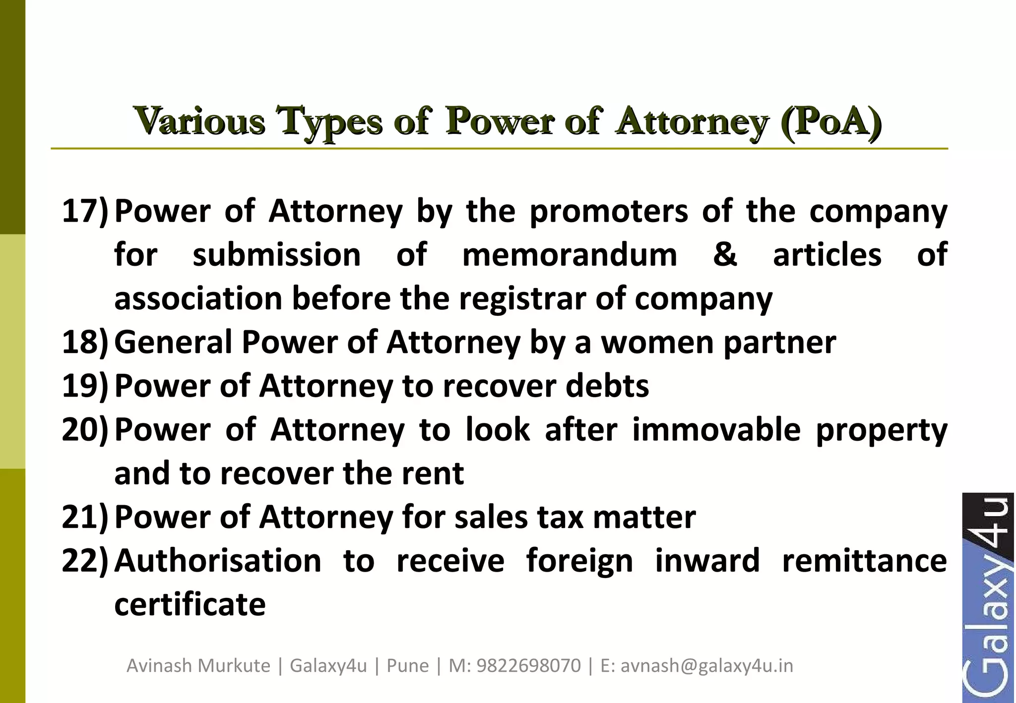 Power of Attorney under The Powers of Attorney Act, 1882 | PPT