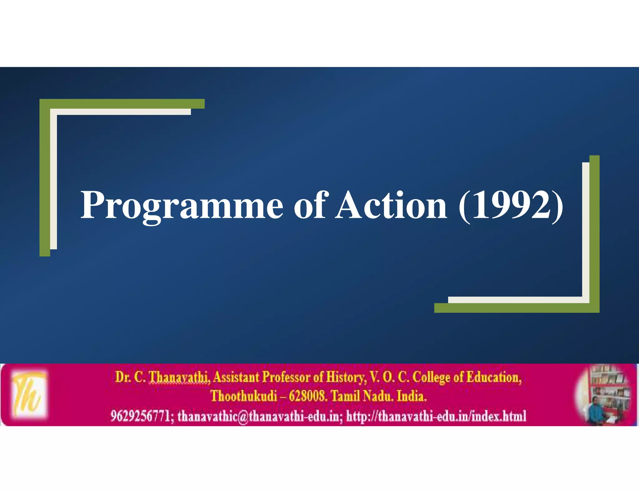 Programme of Action 1992 by Dr.C.Thanavathi | PDF