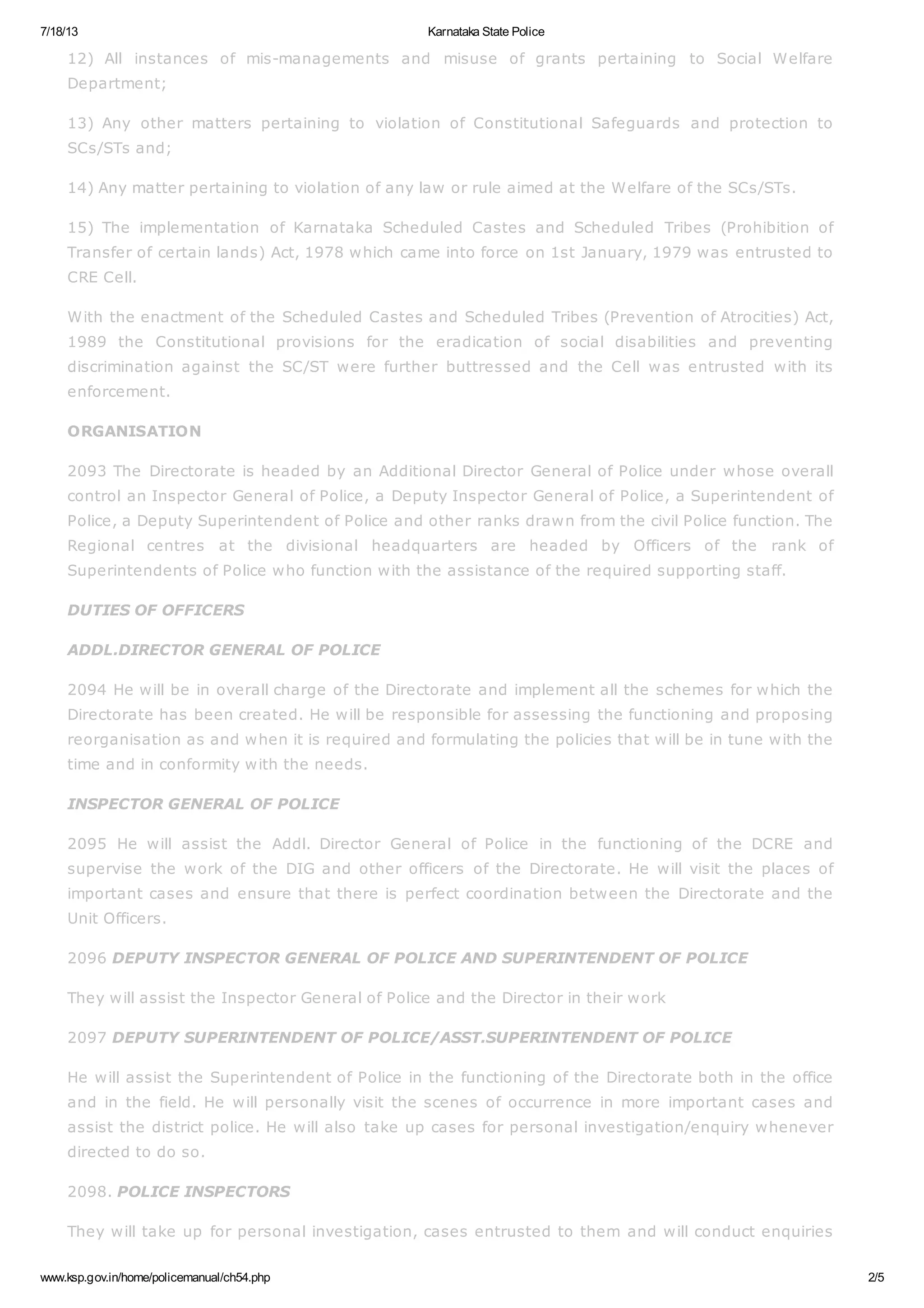 POA 9 Karnataka state police manual (DCRE) | PDF