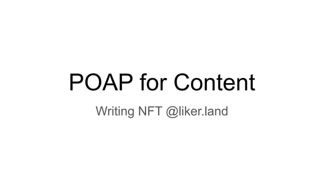 Writing NFT - POAP for Content | PDF