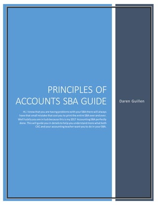 Principle Of Accounts School Based Assessments 2017 Guide | DOCX