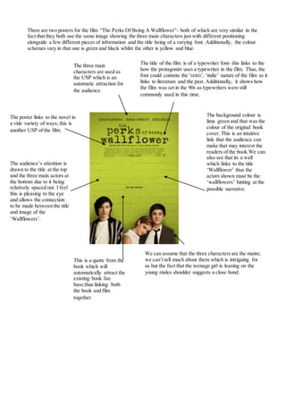 Perks Of Being A Wallflower Poster Analysis | DOCX