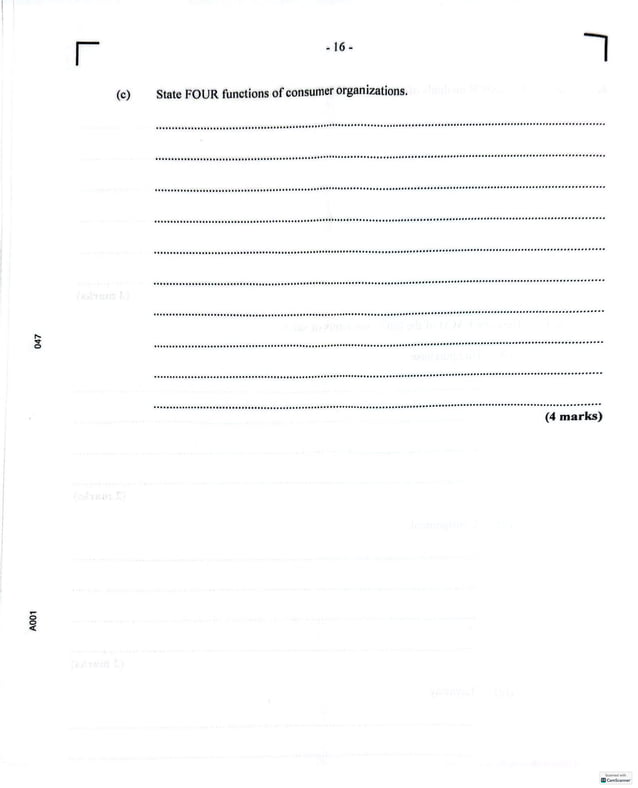 CSEC Principles of Business. Past paper Paper One 2025 | PDF