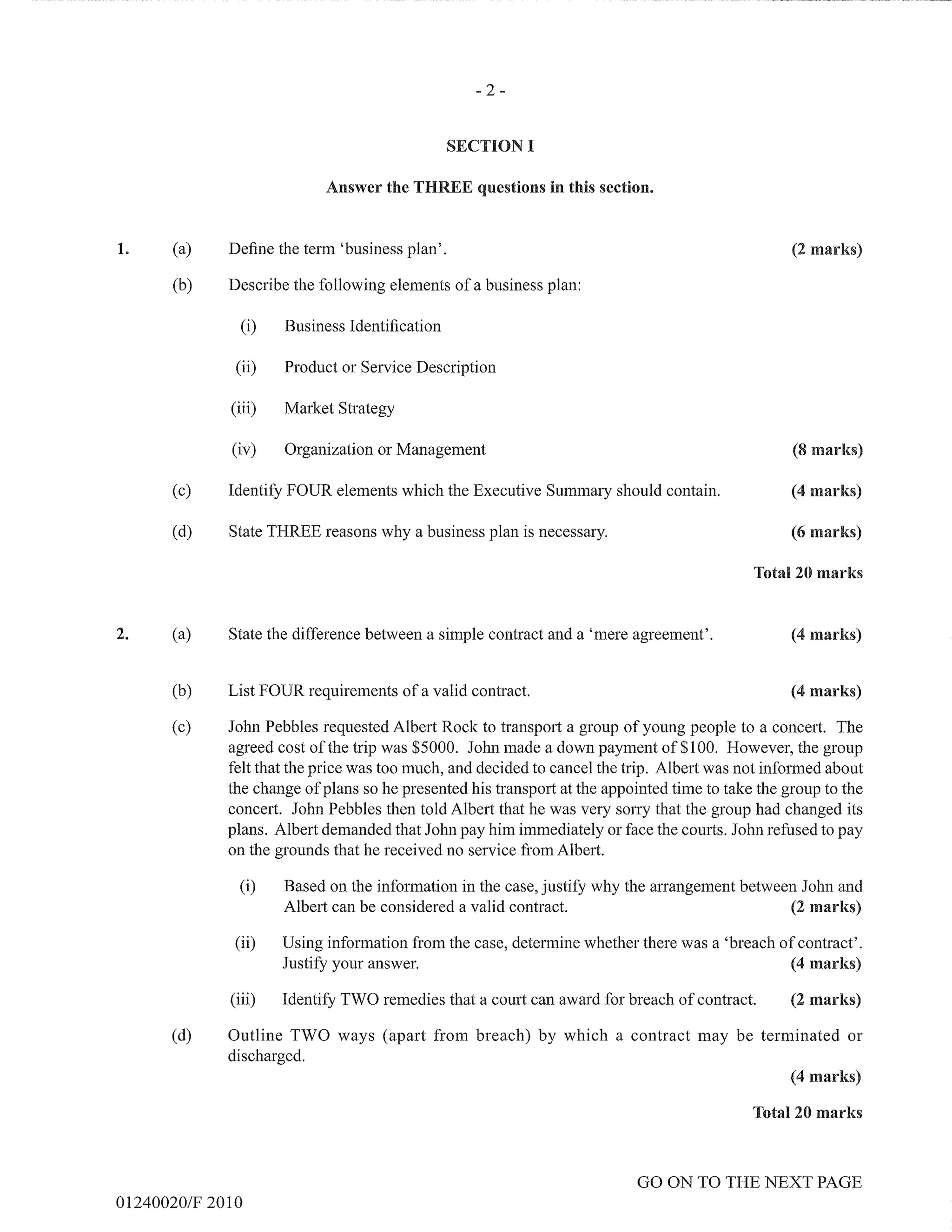 Pob paper 2 june 2010 | PDF