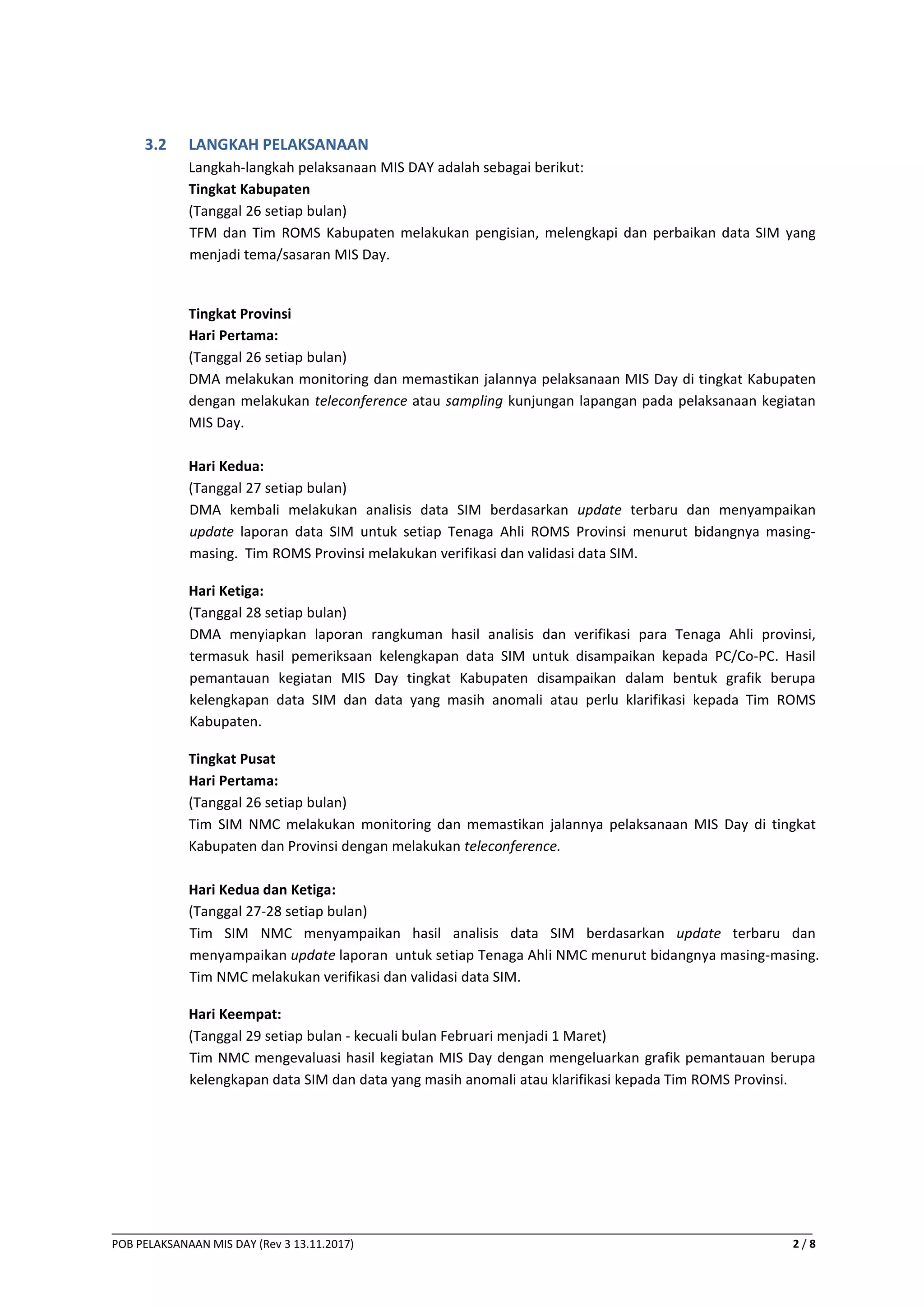 Pob pelaksanaan mis day rev 3 (13.11.17) | PDF