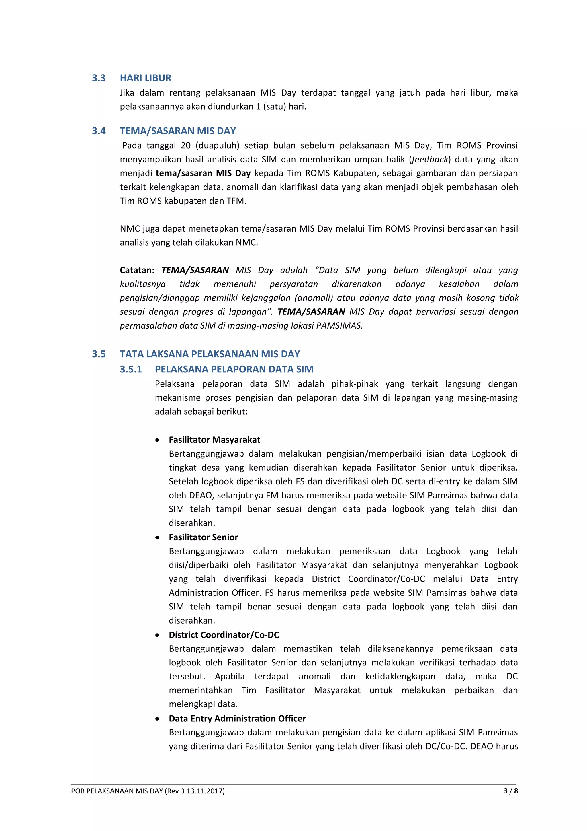 Pob pelaksanaan mis day rev 3 (13.11.17) | PDF