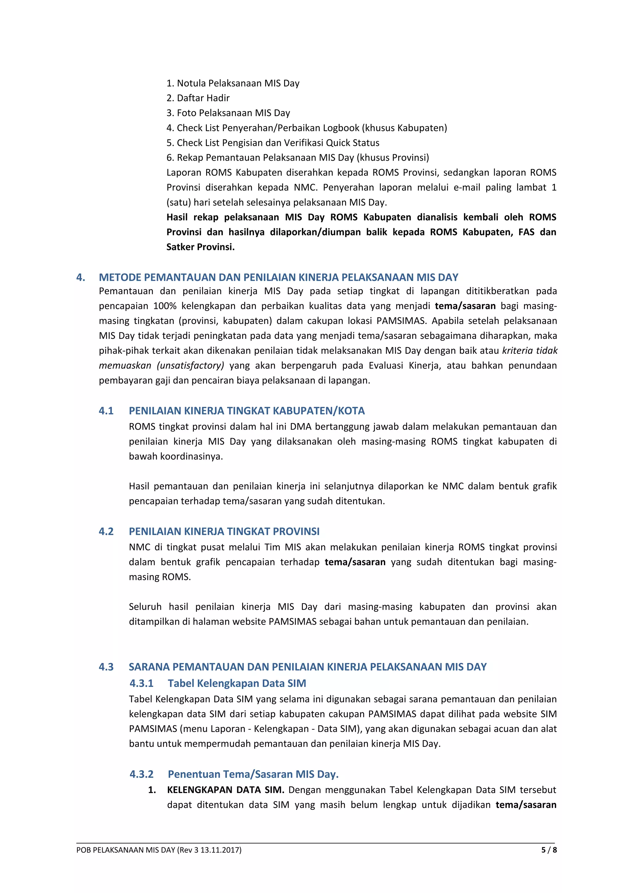 Pob pelaksanaan mis day rev 3 (13.11.17) | PDF