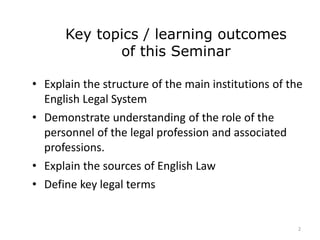 Pob stage 2 the english legal system seminar 15 slides post ole | PPTX