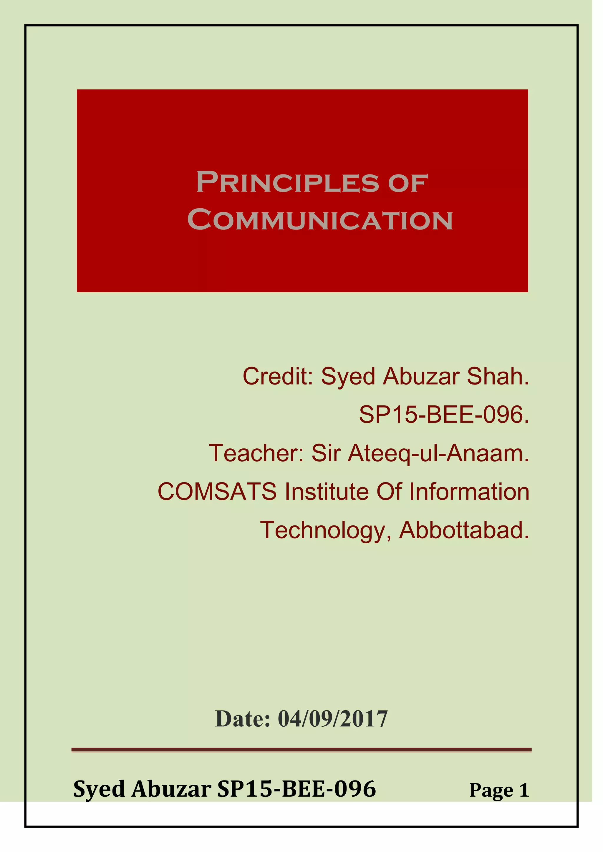 Principles of Communication | PDF