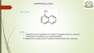 Structure and uses of Phenol,Cresol,resorcinol and Naphthol | PDF