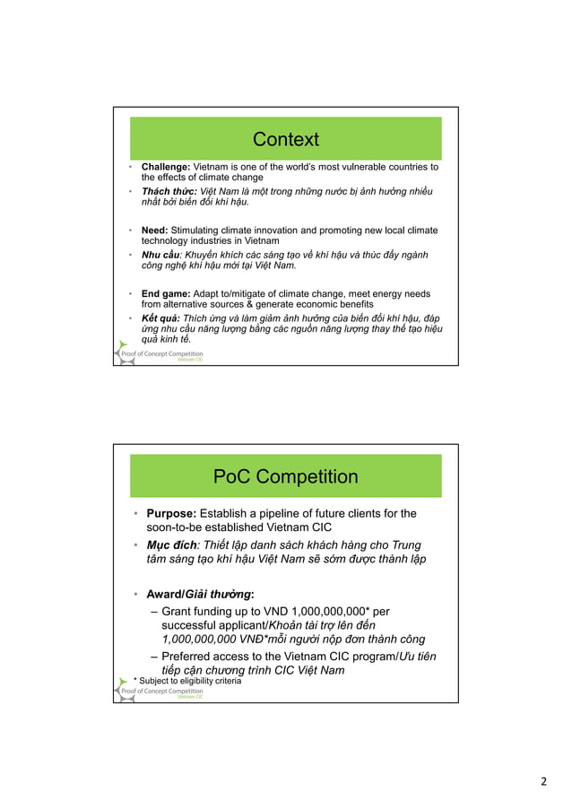 Vietnam Climate Innovation Center PoC Competition - Information session ...