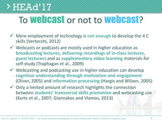 Use of webcasting and development of critical thinking skills | PDF