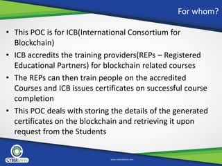 Blockchain Poc for Certificates and Degrees | PDF